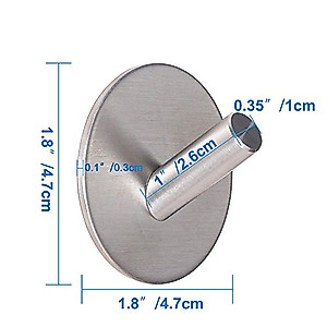 Vpang 4 Pcs Stainless Steel Adhesive Hooks Heavy Duty Wall Hooks Sticky Hanger for Kitchen Bathroom Office Garage (Type 5)