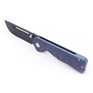 AMEIGHT KNIVES Elgar Pocket Folding Knife 3.5" Black PVD S90V Blade Blue Anodized Titanium Handle AM8-004BU