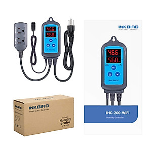 Inkbird WiFi ITC-308 Digital Temperature Controller with WiFi IHC-200 Humidity Controller with Outlet for Mushroom Humidifier Dehumidifier Reptile Greenhouse Home Brewing