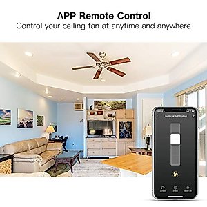 TREATLIFE Smart Ceiling Fan Control, 4 Speed Fan Switch for Ceiling Fan, Neutral Wire Required, Smart Home Devices that Works with Alexa and Google Assistant, Remote Control, Schedule, No Hub Required