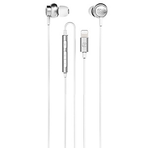 Scosche iDR500LW-XVSP2 Wired Earbuds for Lightning Devices, Silver/White