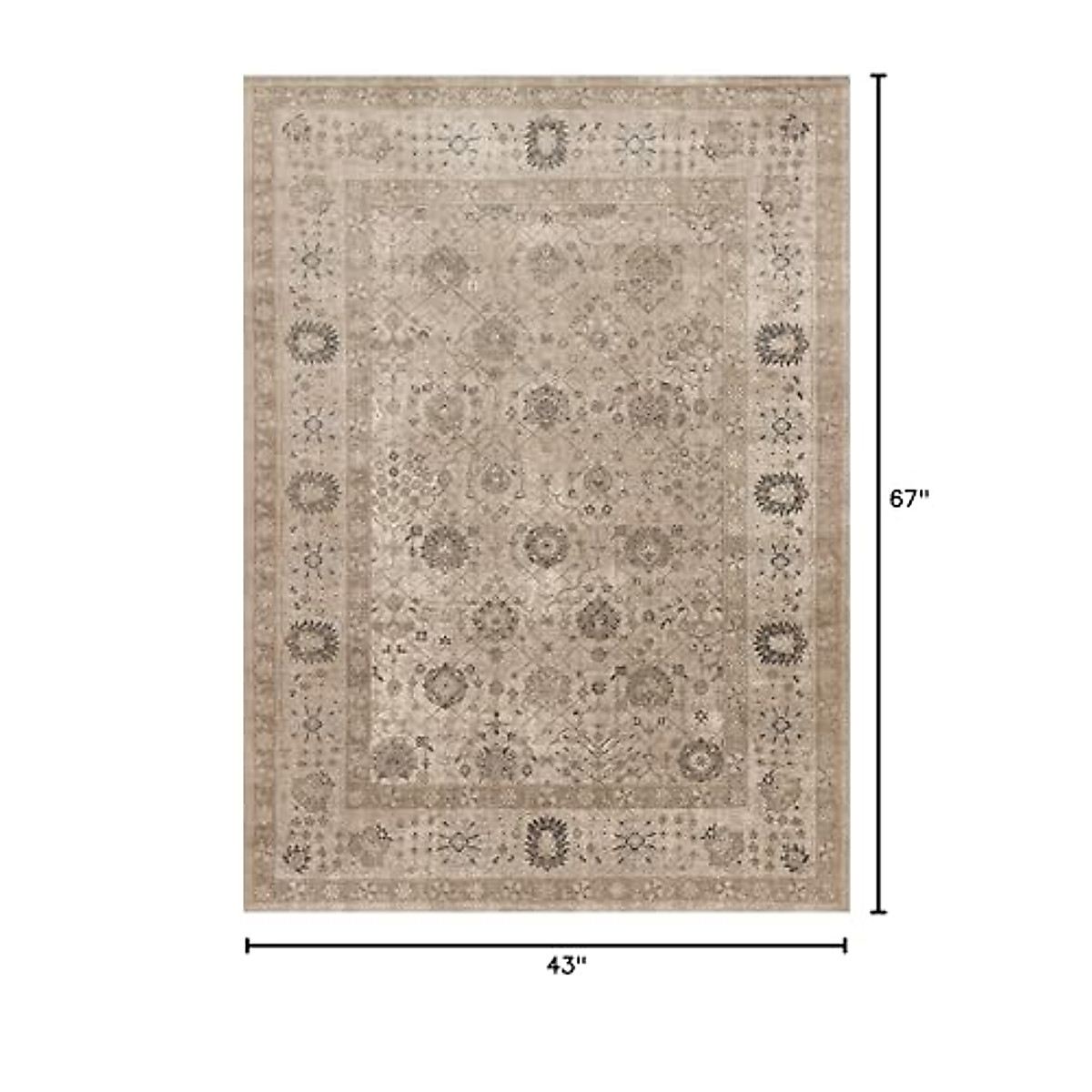 Loloi Century 3'-7" x 5'-7" Accent Rug in Taupe/Taupe - Large Area Rug, Traditional Neutral Area Rug, Vintage Inspired Area Rug for Living Room, Bedroom, Entryway & Hallway, Dining Area
