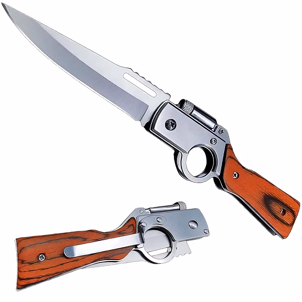 AK47 Flipper Pocket Knife, AK47 Pocket Folding Knife, Tactical Knife for Camping Hunting Survival Indoor and Outdoor Activities Mens Gift-Ideal for Hiking, Fishing, Emergency, EDC Tactical Tool Knife