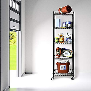 Seville Classics UltraDurable Heavy Duty NSF Solid Steel Wire Rack Storage Unit Organizer for Garage, Warehouse, Office, Restaurant, Classroom, Kitchen, 5-Tier Shelving, 24" W x 18" D, Black, 10 Count