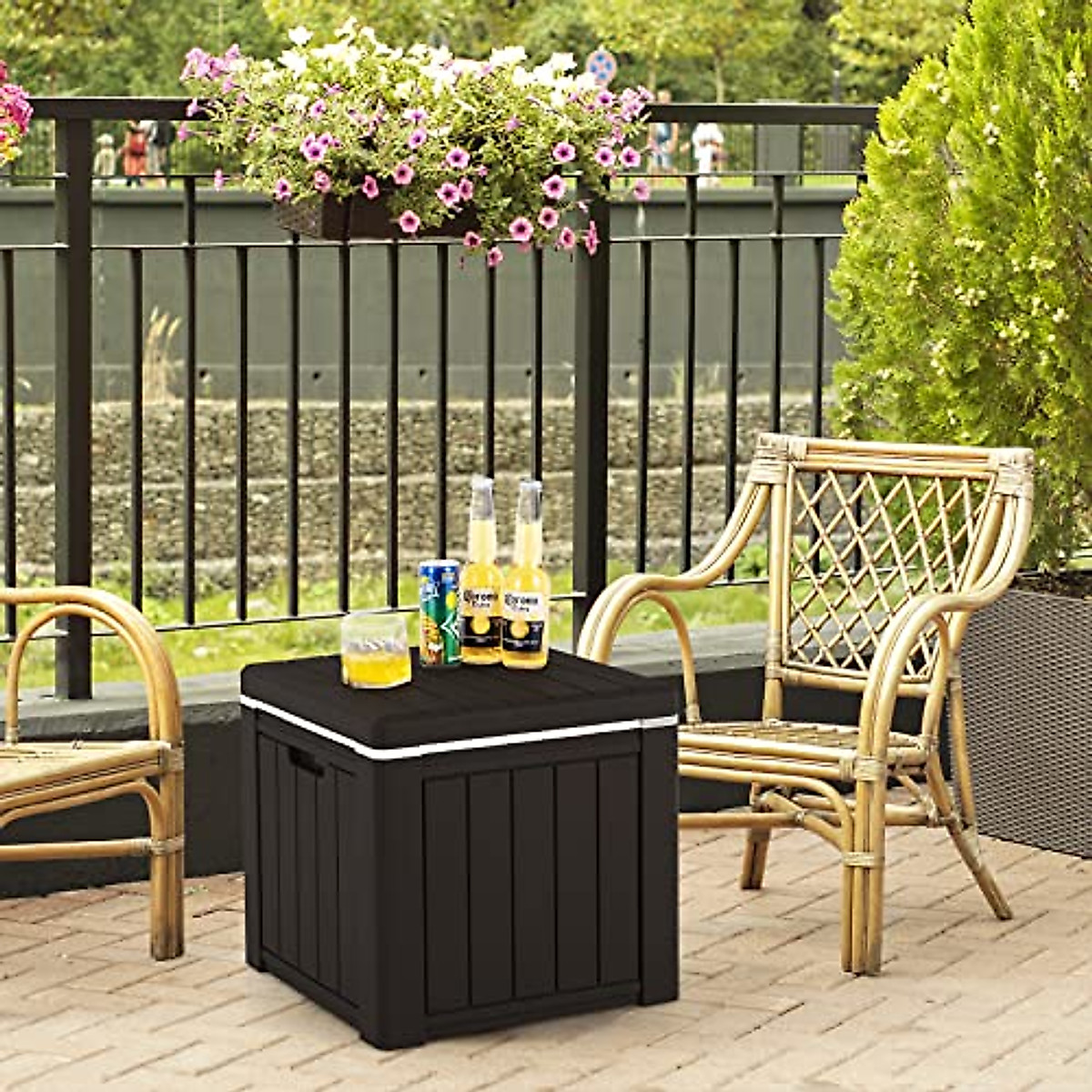 Giantex 10 Gallon 4-in-1 Cooler, Portable Ice Chest with Built-in Handle, Multifunctional Ice Cooler, Cocktail Side Table, Patio Bar Table, Outdoor Stool for Camping, Fishing, Picnic (Black)