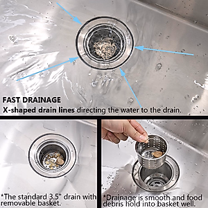 33 Inch Drop in Kitchen Sink, Jshozzy 33 x 19 Kitchen Sink Drop in 16 Gauge Stainless Steel Kitchen Sink Top Mount Single Bowl Deep Kitchen Sink with Drain Strainer
