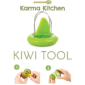 Fast Peel Any Fruit Or Soft Vegetable With Ease. Kiwi Slicer Peeler Pitter Scooper, Mango And Kimi Corer, Kiwi Fruit Scoop Kitchern Tool_Green