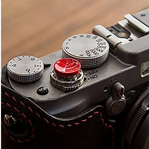 LXH 2 Pack (Red+Silver) Camera Concave Soft Metal Shutter Release Button Brass for Fujifilm X100F X-T20 X-PRO2 XPRO-1 X30 X100T X100S X-E2 X-E2S X-T10 STX-2 for Leica M3 M6 M7 M8 M9 M-E Olympus Pen-F