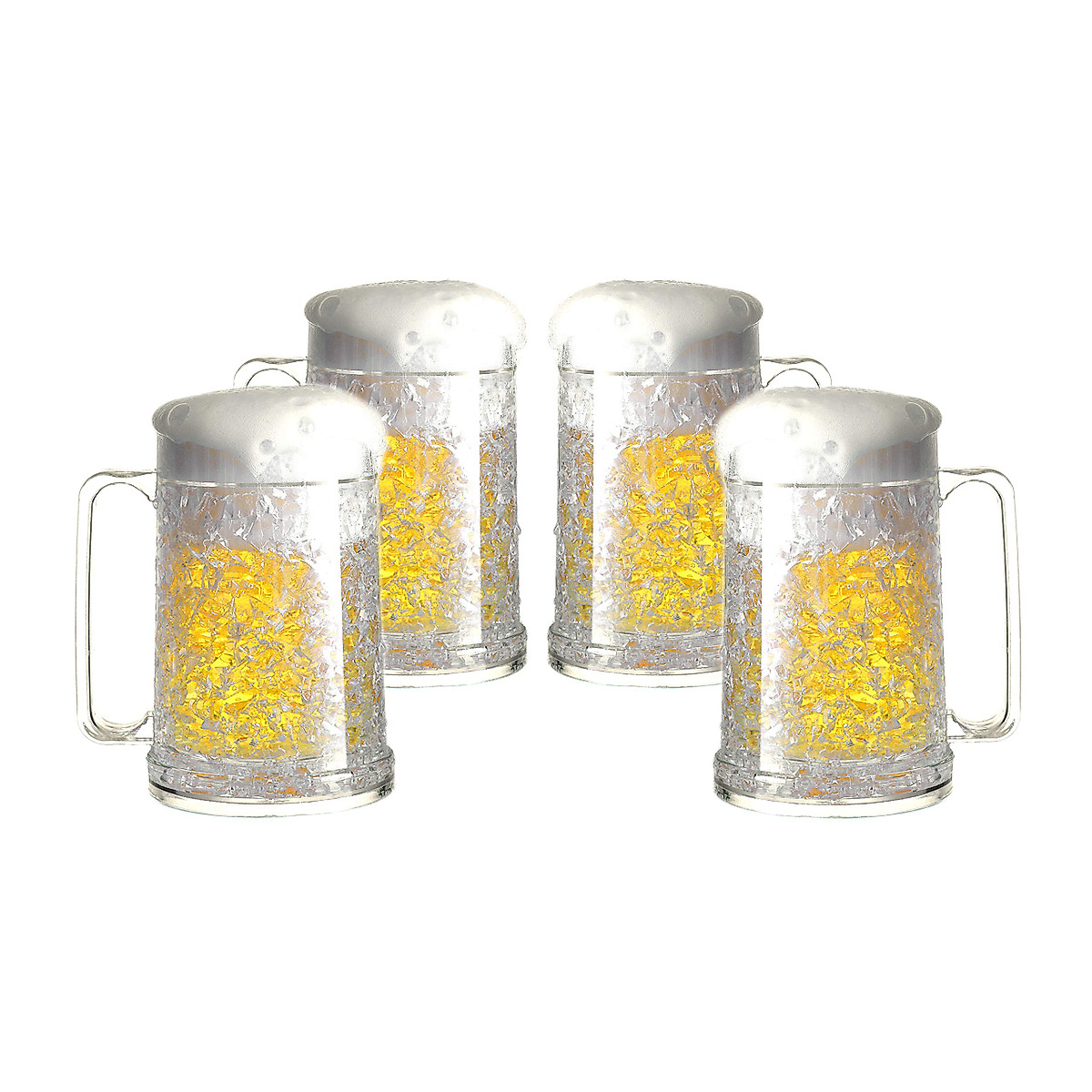 Auhafaly Double Wall Freezer Mug Frosty Mug Insulated Ice Cup with Gel 16oz/450ml (Set of 4)