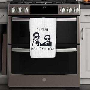 WCGXKO Funny Music Pun Decorative Flour Sack Dish Towel Oh Yeah Dish Towel Yeah Kitchen Towels Tea Towel (Dish Towel Yeah)