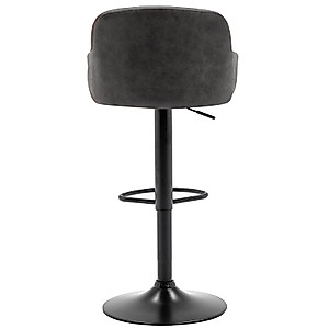 Fefances Bar Stools Counter Height Bar Stool Faux PU Swivel Bar Stools Height Adjustable with Black Metal Base Dark Gray
