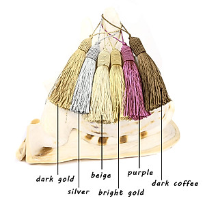 Fenghuangwu 30 Pieces Handmade Sewing Tassels for Crafts 5.7inch Silky Soft Tassels with 2.6inch Cord Loop for DIY Craft Accessory Decoration (Dark Coffee, 12 Pack)