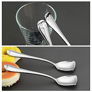 HISSF Ice Cream Spoons 18/10 Stainless Steel Dessert Spoon 4 Pcs, Shovel Spoons, 6.0 Inches, Dishwasher Safe