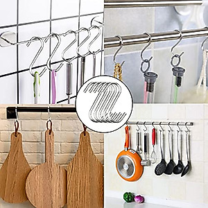 LUNKUIVY 120 Pack 2.8 Inch S Hooks Stainless S Shaped Hooks Heavy Duty for Hanging Pans and Pots, Coffee Cups, Clothes, Plant, Silver