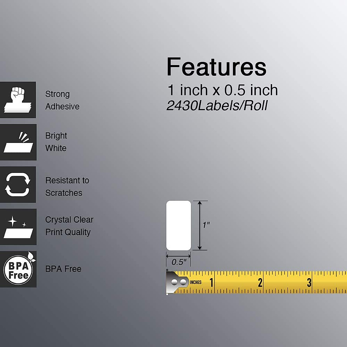 BETCKEY - 1" x 0.5" (25 mm x 13 mm) Small Labels Compatible with Zebra & More Label Printer,Premium Adhesive & Perforated [16 Rolls, 38880 Labels]