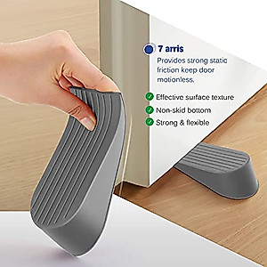 Crosize Grey Extra Large Door Stopper, High 1.9 Inches Big Door Stop for Floor Rubber Doorstop Wedge, Door Gaps and Prevent The Lock-Outs, Floor Sturdy Door Stopper for Heavy Duty Door Bottom of Door