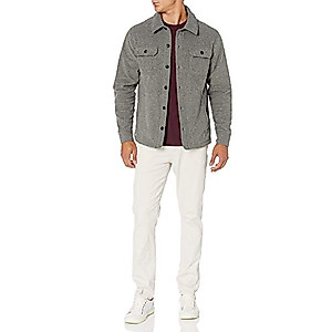 Amazon Essentials Men's Long-Sleeve Polar Fleece Shirt Jacket, Charcoal Heather, Large