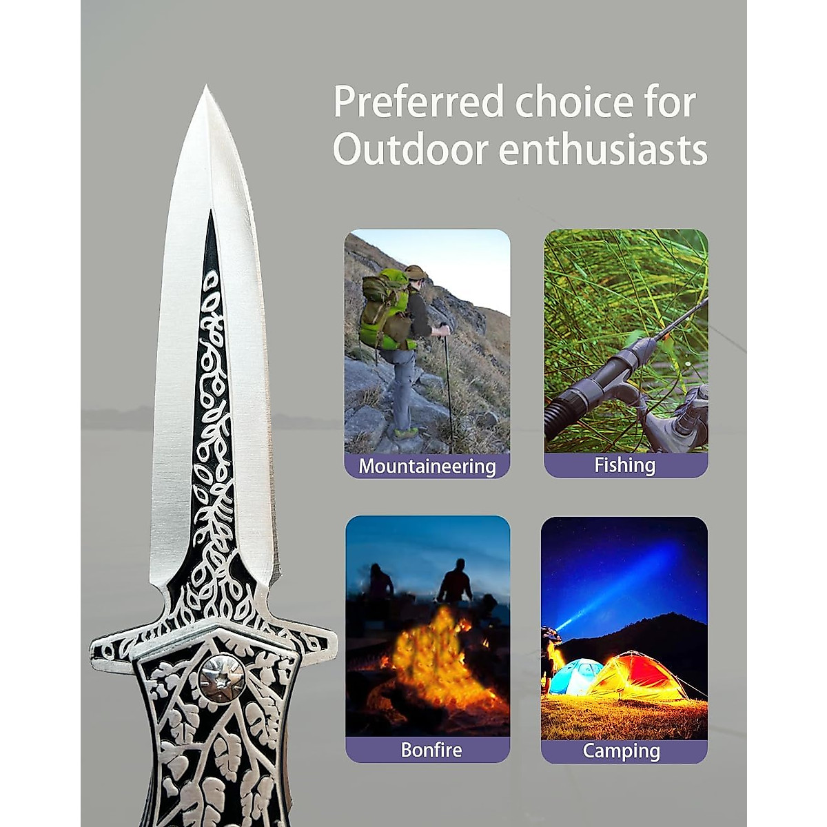 SELUCREH Folding Knife Stainless Steel Blade with 3D Retro Embossed Pattern, Pocket Clip for Men,Sharp Camping Survival Hiking Knives (Sword Type)