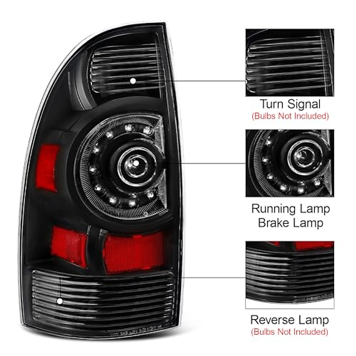 ALZIRIA LED Tail Light Rear Brake Lamp Compatible With 05-15 Tacoma 2005 2006 2007 2008 2009 2010 2011 2012 2013 2014 2015 Toyota Tacoma Driver Side And Passenger Side