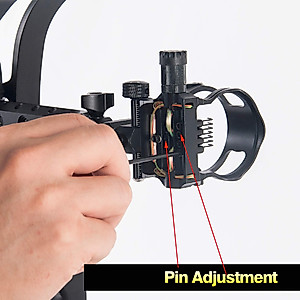 TOPOINT ARCHERY CNC Aluminum 5 Pins Or 7 Pins .019" Tool-Less Bow Sight with Micro Adjust Detachable Bracket LED Sight Light Left and Right Hand (PRO 7 PINS, Black)
