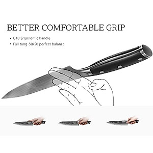 enowo Damascus Chef Knife 8 Inch, Japanese VG-10 Stainless Steel with Premium G10 Handle&Triple Rivet, Razor Sharp Kitchen Knife,Gift Box,Ergonomic,Superb Edge Retention, Stain & Corrosion Resistant