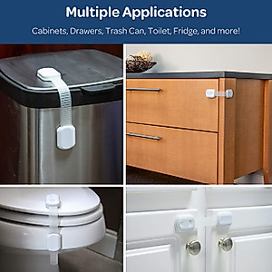 8-Pack Child Safety Cabinet Locks - Adjustable Child Cabinet Locks with 3M Adhesives - White and Clear Baby Locks for Cabinets and Drawers, and More - Easy to Install Baby Proofing Cabinets by Wittle