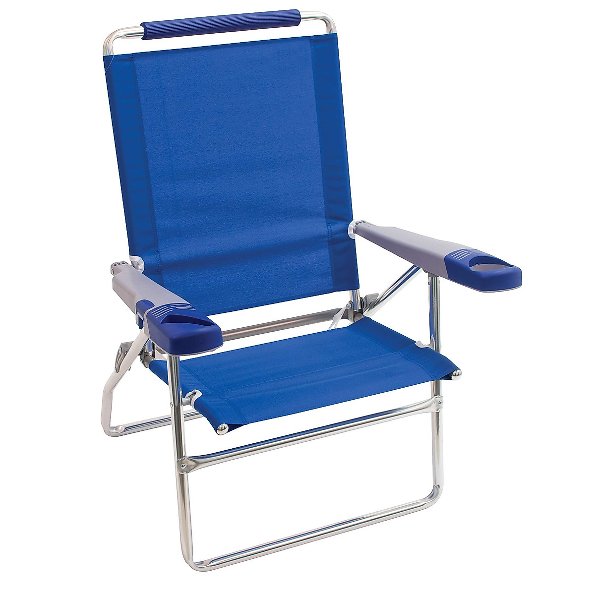RIO Brands Beach 15" Extended Height 4 Position Folding Beach Chair, Blue (SC615-28-1)