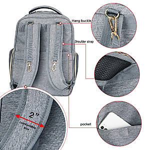 Breast Pump Backpack Diaper Bag - Multi-Function Cooler and Moistureproof Bag for Mother Baby Bottle Breast Milk Pump Mommy Outdoor Working Backpack with Insulation Pocket (Grey)
