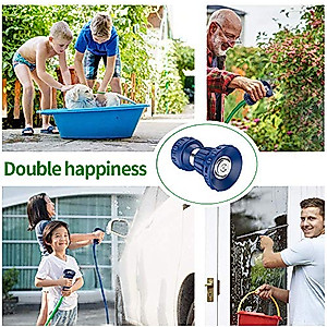 HOSUN Garden Hose Nozzle, Fireman Style Hose Nozzle, Heavy Duty Brass Hose Nozzle, Leak Proof & Best High-Pressure Sprayer for Plants Watering, Car Washing, Pet Washing, etc. (blue)
