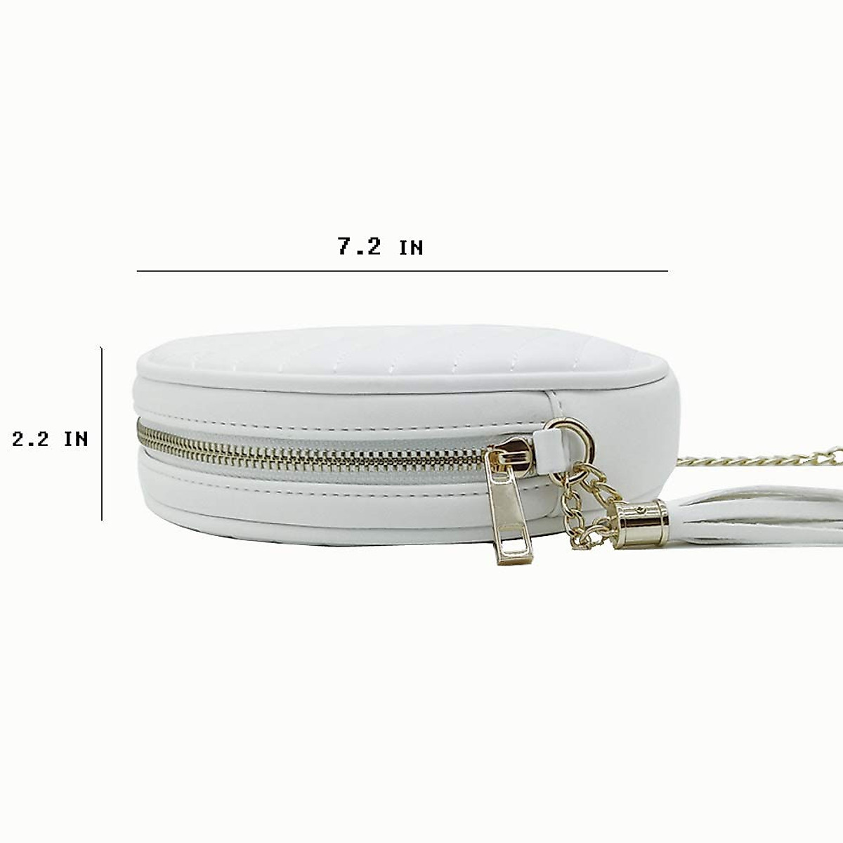 theops Small Crossbody Bags for Women Circle Quilted Purse Faxu Leather Shoulder Round bag, White, Medium