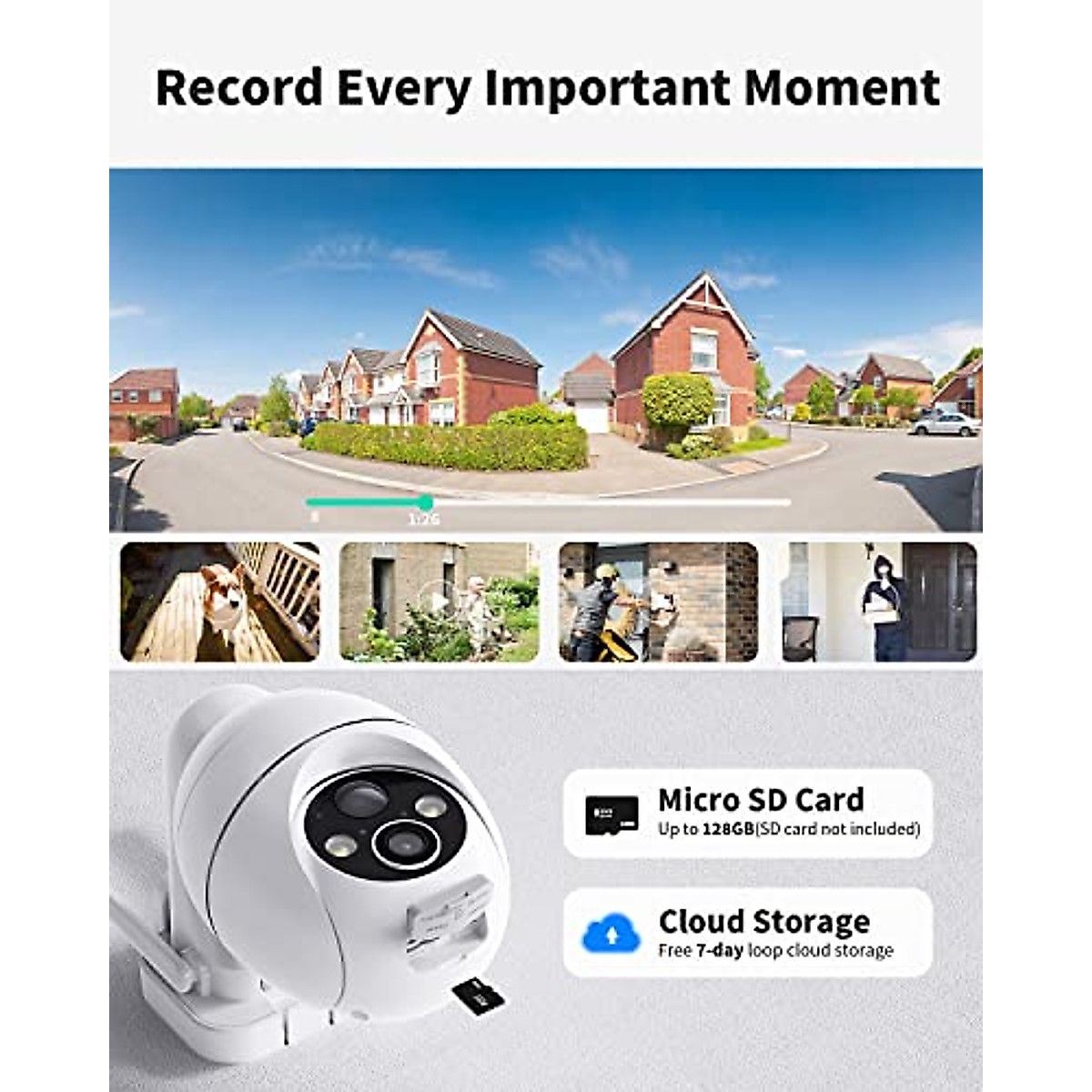 TKENPRO 2K Security Cameras Wireless Outdoor With Ultra HD Spotlight Color Night Vision, Solar Security Camera Outdoor With PIR Detection, Pan Tilt, 4X Digital Zoom, 2.4GHZ Wi-Fi, IP65 Waterproof