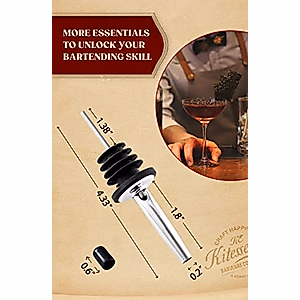 KITESSENSU 14 Pack Liquor Pourers, Stainless Steel Liquor Bottle Pourers for Alcohol, Bar Accessories Pour Spouts with Rubber Dust Caps