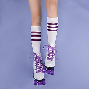 Skate Gear Extra Support Quad Roller Skates for Kids and Adults (Purple, Women's 7 / Youth 6 / Men's 6)