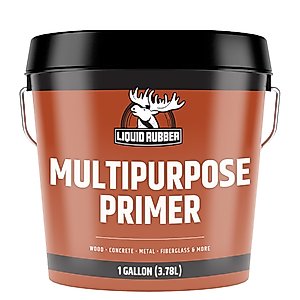 Liquid Rubber Multi-Purpose Primer - Use on Concrete and Wood, Water-Based Non-Toxic and Fast Drying, Easy to Apply, 1 Gallon
