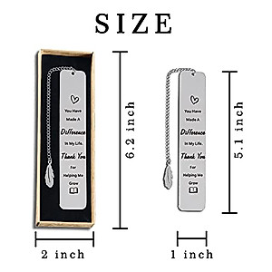 Appreciation Gifts for Teachers Mentor Teaching Assistant Boss Book Lovers Readers Thank You for Helping Me Grow Metal Bookmarks Appreciation Week First Last Day of School Graduations