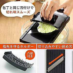 Shimomura Kihan 35950 Slicer, Julienne Vegetables, Cabbage, Made in Japan, Wide, Whole Slice, 0.04 inch (1 mm) Wide, Tonkatsuya-san Tsubamesanjo
