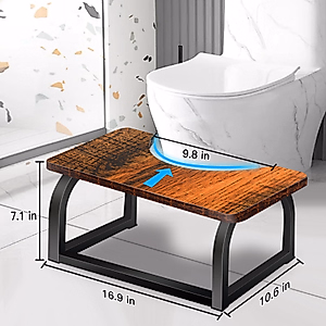 OugeWood Toilet Stool Poop Stool, Load Bearing 660LB Bathroom Toilet Stool Squat Adult 7" Wooden Metal Squatting Poop Stool Portable Potty Stool Toilet Assistance Steps Stool for Kids Seniors Patented