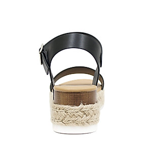 Soda Clip Top Shoe Women's Open Toe Ankle Strap Espadrille Sandal (7.5 M US, Black New)