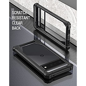 Poetic Guardian Case Designed for Google Pixel 6 Pro 5G, Built-in Screen Protector Work with Fingerprint ID, Full Body Hybrid Shockproof Bumper Cover Case, Black/Clear