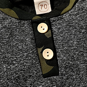 Newborn Baby Boy Fall Clothes Infant Plaid Long Sleeve Button Romper and Pants Set Winter Outfits 0-18 Months (Baby Camouflage Outfits, 3-6 Months)