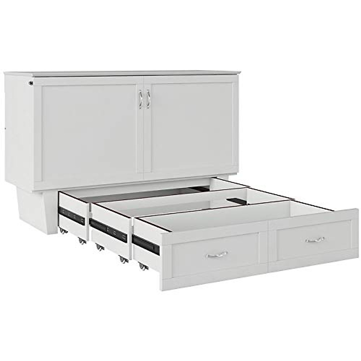 Atlin Designs Modern Wood Queen Murphy Bed Chest in White Finish