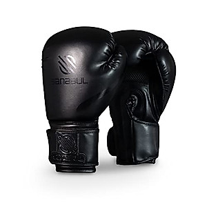 Sanabul Essential Gel Boxing Gloves | Kickboxing Gloves | Punching Bag Gloves for Men and Women, AllBlack 8 oz