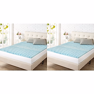 ZINUS 1.5/2/3/4-inch Swirl Gel Cooling Memory Foam Mattress Topper, Cooling Airflow Design, CertiPUR-US Certified (1.5 in, Queen) & 1.5/2/3/4-inch Swirl Gel Cooling Memory Foam Mattress Topper