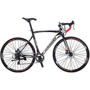 EUROBIKE YH-XC550 Road Bike for Men 54cm Frame Bicycle 700C Wheels Aluminium Rims 21 Speed Dual Disc Brake Commuter Bikes (30mm Rims)