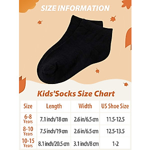 Cooraby 15 Pairs Kids' Half Cushion Low Cut Socks Teens Ankle Socks for Big Boys or Girls (Black, Gray, White, 8-10 Years)