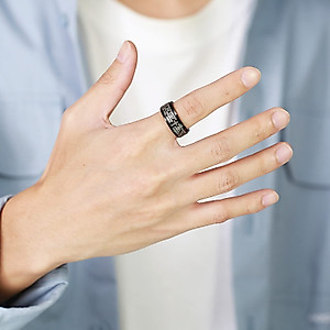 yomlry Fidget Ring Anxiety Ring for Women Men Christian Lord's Prayer Cross Ring Stainless Steel Spinner Cross Ring for Anxiety Relief Laser Engraved Anxiety Rings Wedding Band-Black-13