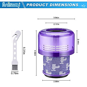 2 Pack Replacement V11 Filters for V11 Torque Drive V11 Animal V15 Detect Vacuum, Replace Part 970013-02