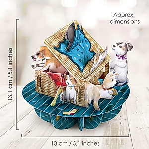 Santoro Pirouette, 3D Pop Up Greeting Card - Puppies In A Basket - Dog And Puppy Birthday Card For Her, Him, Kids, Daughter, Son