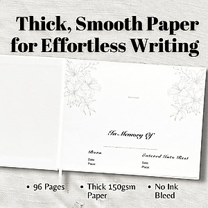 EBEGEE Funeral Guest Book, Timeless Keepsake Celebration of Life Guest Book, Durable and Smooth Writing Guest Book for Memorial Service, Thoughtful Design Funeral Guest Book for Memorial Service