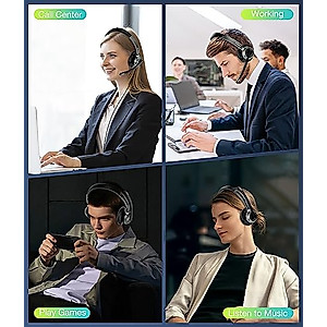 KONNAO Wireless Headset with AI Noise Cancelling Microphone, V5.3 Wireless Headphones with USB Dongle & Mic Mute for Computer/Laptop/PC/iPhone/Android/Cell Phones/Zoom/Ms Teams/Skype